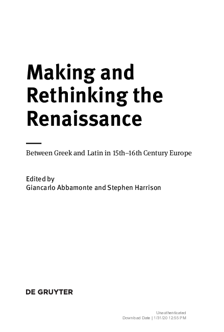 (PDF) ‘The Reception of Horace’s Odes in the first book of Marcantonio ...