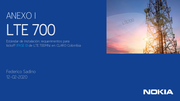 (PDF) ESTANDAR INSTALACION LTE 700 MHZ ANEXO I LTE 700 2020