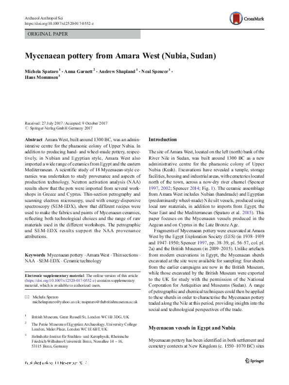 (PDF) Mycenaean pottery from Amara West