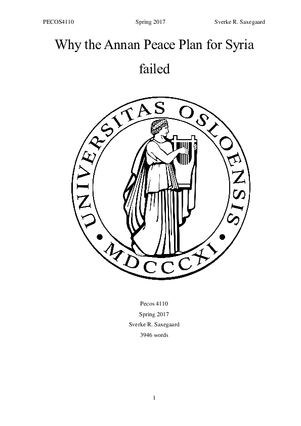 (PDF) Why The Annan Pace Plan For Syria Failed