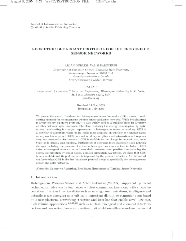 (PDF) Geometric Broadcast Protocol for Heterogeneous Sensor Networks