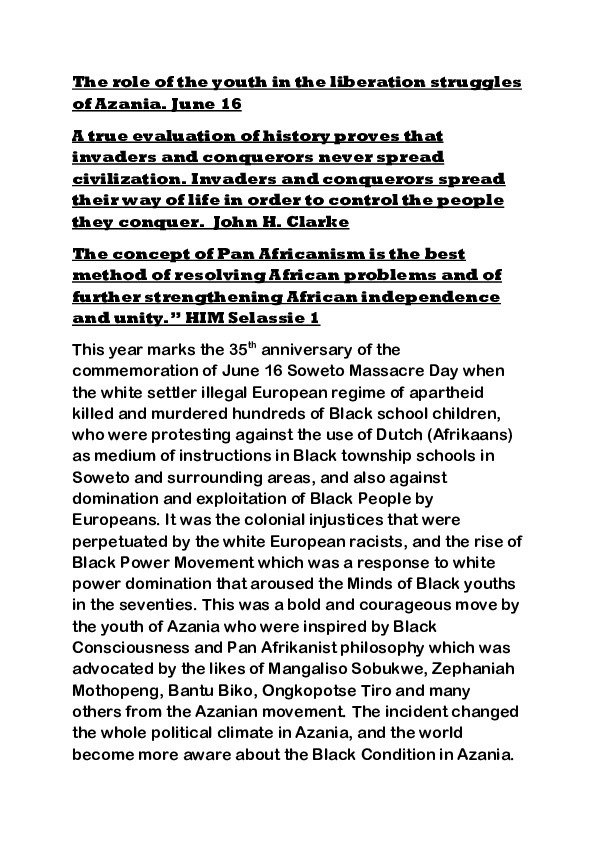 (PDF) The role of the youth in the liberation struggle of Azania