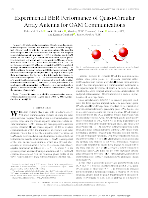 (PDF) Experimental BER Performance of Quasi-Circular Array Antenna for OAM Communications