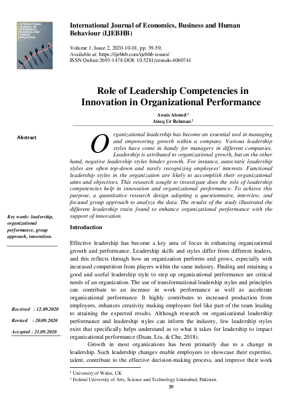 (PDF) International Journal of Economics, Business and Human Behaviour (IJEBHB) Role of ...