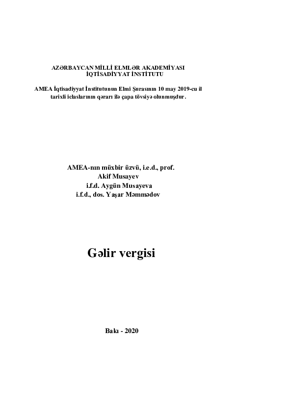 (PDF) AZƏRBAYCAN MİLLİ ELMLƏR AKADEMİYASI İQTİSADİYYAT İNSTİTUTU