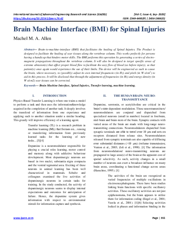 (PDF) Brain Machine Interface (BMI) for Spinal Injuries