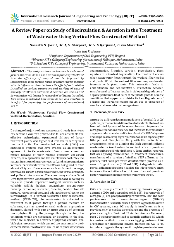 (PDF) IRJET- A Review Paper on Study of Recirculation & Aeration in the ...
