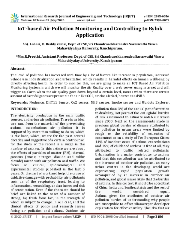 (PDF) IRJET- IoT-based Air Pollution Monitoring and Controlling to ...