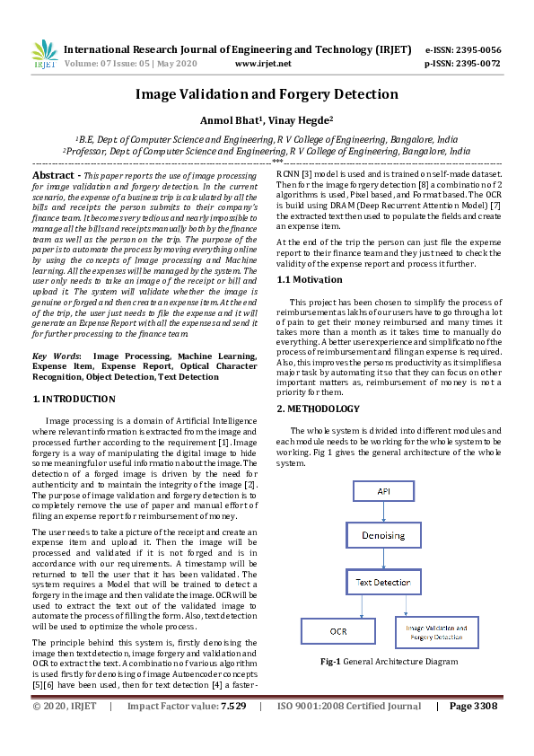 (PDF) Image Validation and Forgery Detection