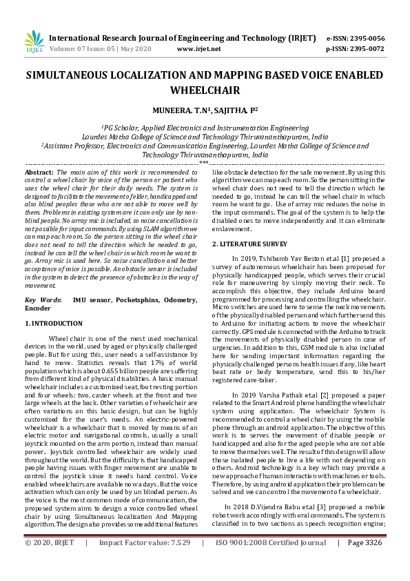 (PDF) SIMULTANEOUS LOCALIZATION AND MAPPING BASED VOICE ENABLED WHEELCHAIR