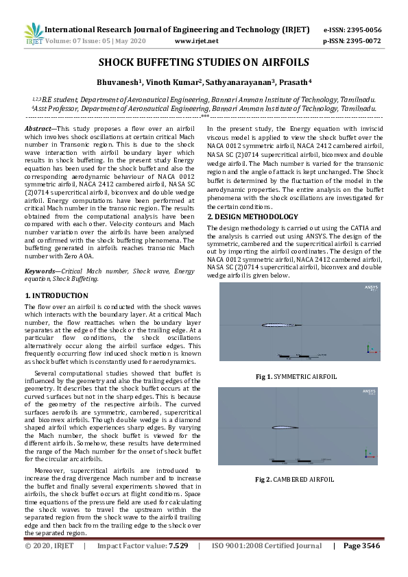 (PDF) SHOCK BUFFETING STUDIES ON AIRFOILS