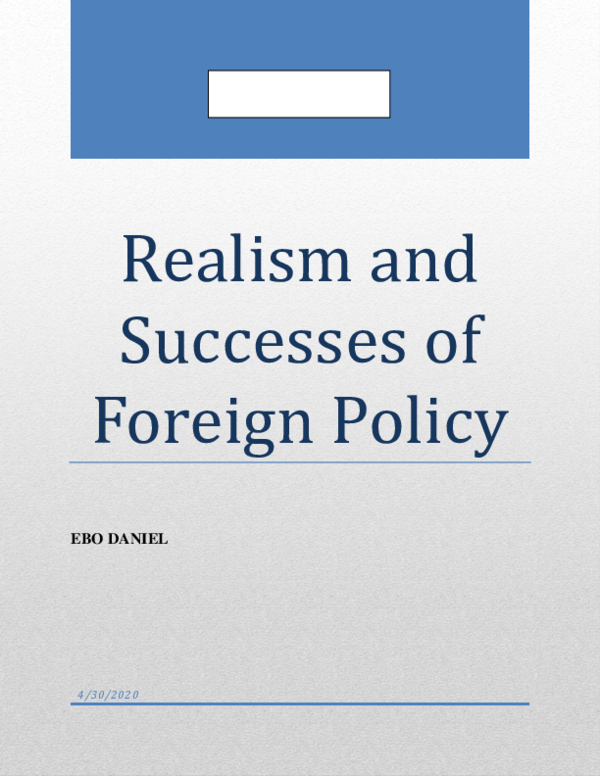(PDF) Realism and Successes of Foreign Policy