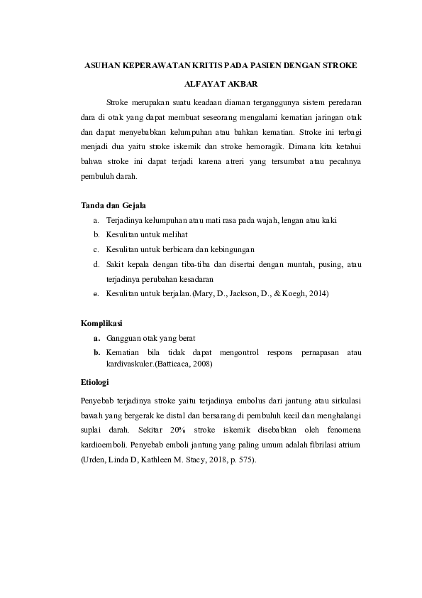 (DOC) Askep stroke kep kritis