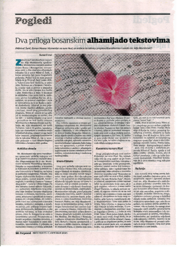 (PDF) Dva priloga bosanskim alhamijado tekstovima