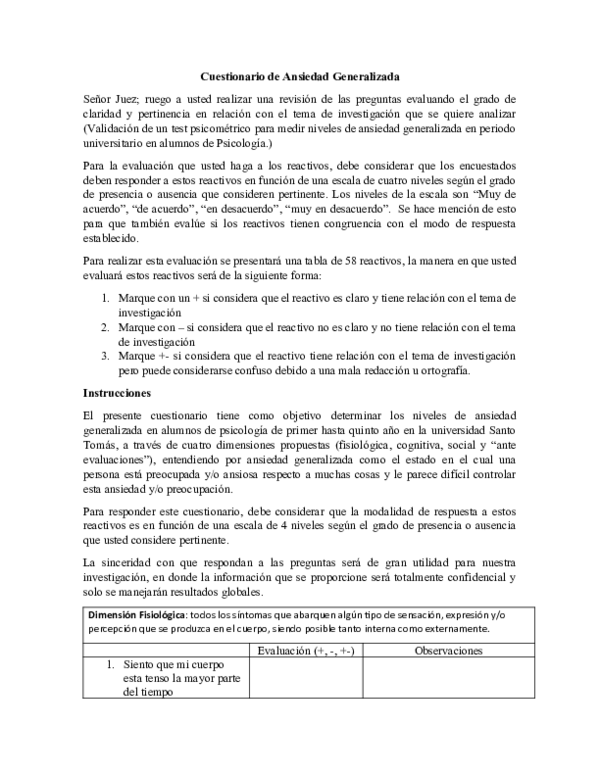 (DOC) Cuestionario de Ansiedad Generalizada