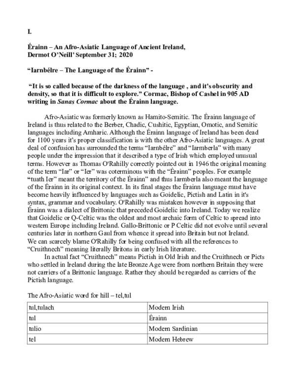 Erainn-An Afro Asiatic Languageof Ancient Ireland