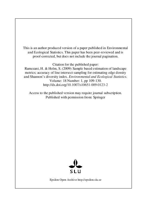 (PDF) Sample based estimation of landscape metrics; accuracy of line ...