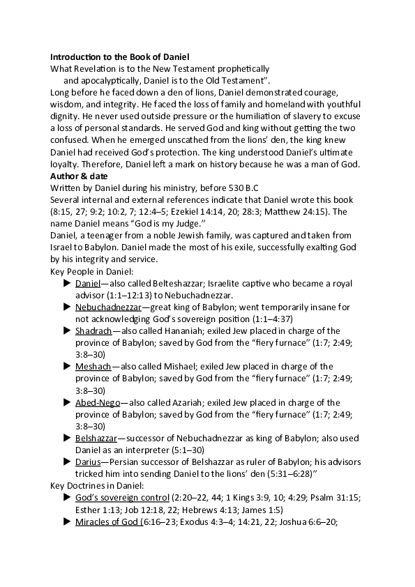 (DOC) Book of Daniel Notes
