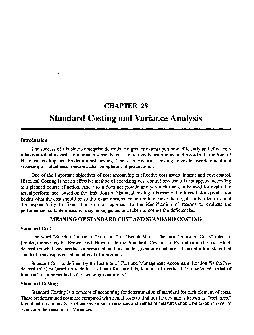 (PDF) Standard Costing and Variance Analysis