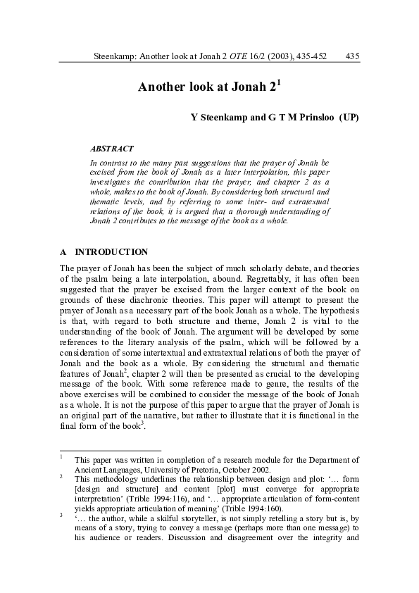(PDF) Gert T M Prinsloo and Yolande Steenkamp Another look at Jonah 2