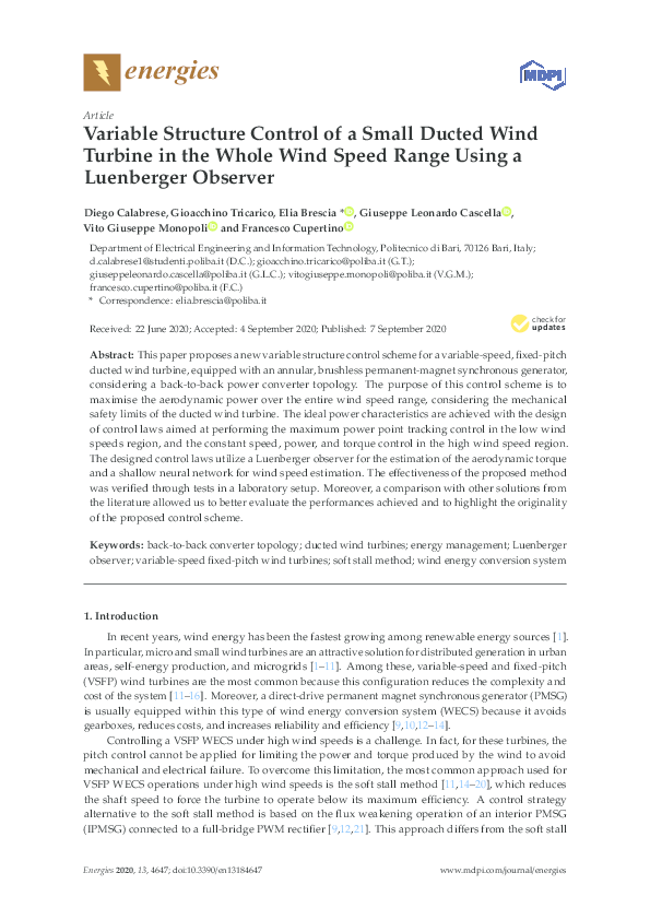 (PDF) Variable Structure Control of a Small Ducted Wind Turbine in the Whole Wind Speed Range ...