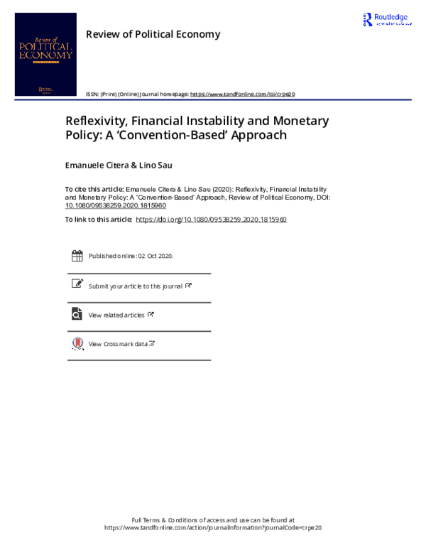 (PDF) Reflexivity, Financial Instability and Monetary Policy: A ...