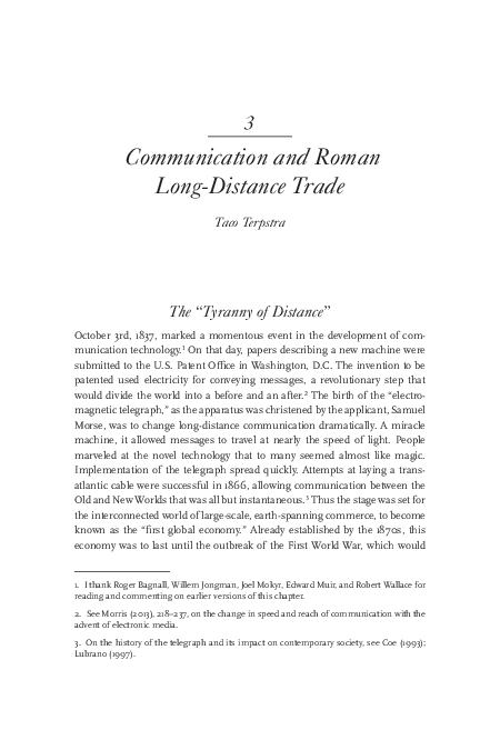 (PDF) Communication and Roman Long-Distance Trade