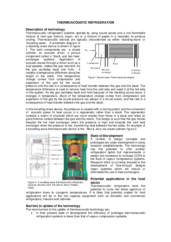(PDF) THERMOACOUSTIC REFRIGERATION