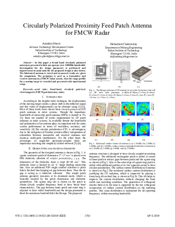 (PDF) Circularly Polarized Proximity Feed Patch Antenna for FMCW Radar