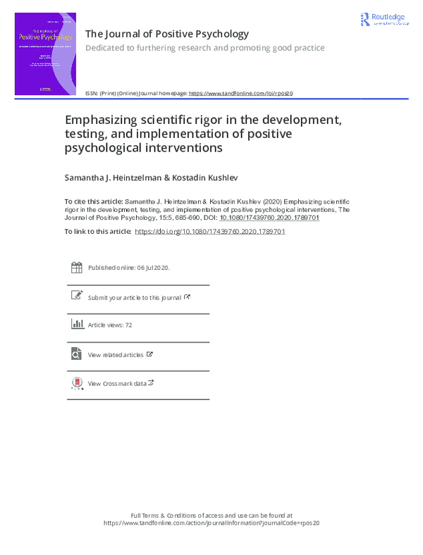 (PDF) Emphasizing scientific rigor in the development, testing, and ...