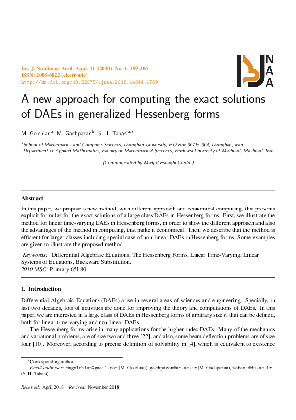 (PDF) A new approach for computing the exact solutions of DAEs in ...