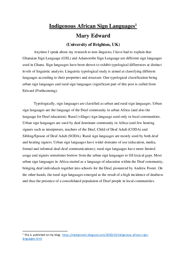 (PDF) Indigenous African Sign Languages