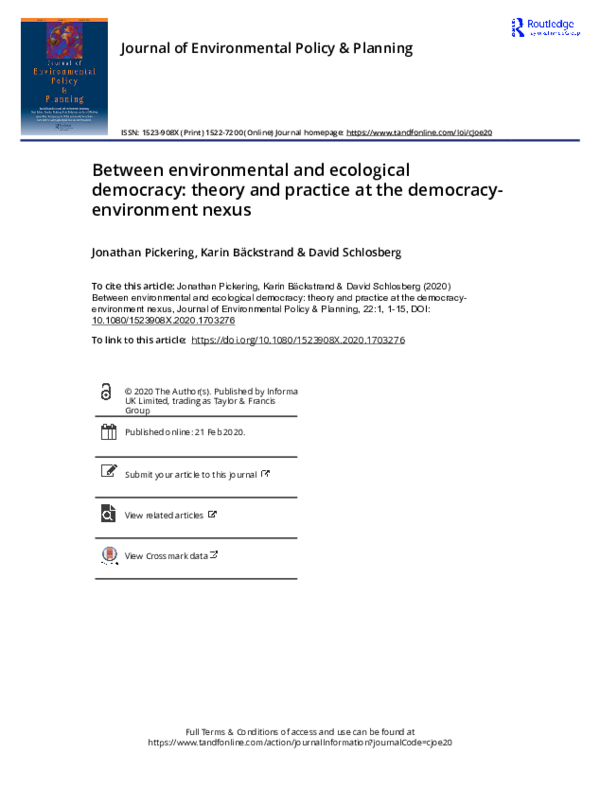 (PDF) Between environmental and ecological democracy: theory and ...