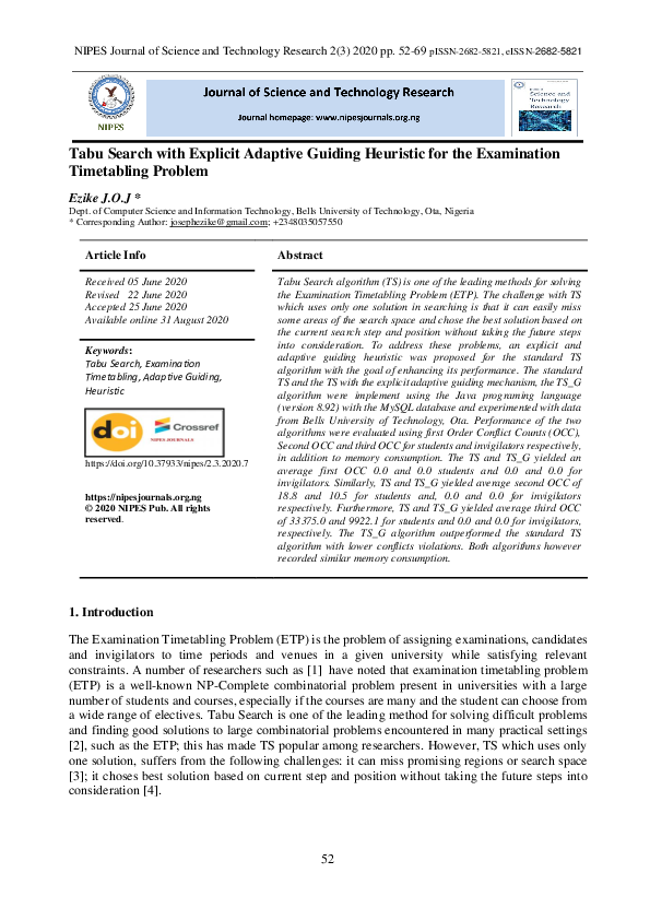 (PDF) Tabu Search with Explicit Adaptive Guiding Heuristic for the ...