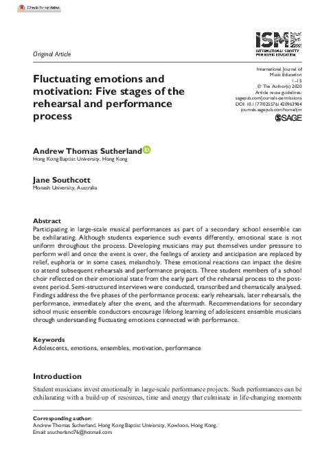 (PDF) Fluctuating emotions and motivation: Five stages of the rehearsal ...