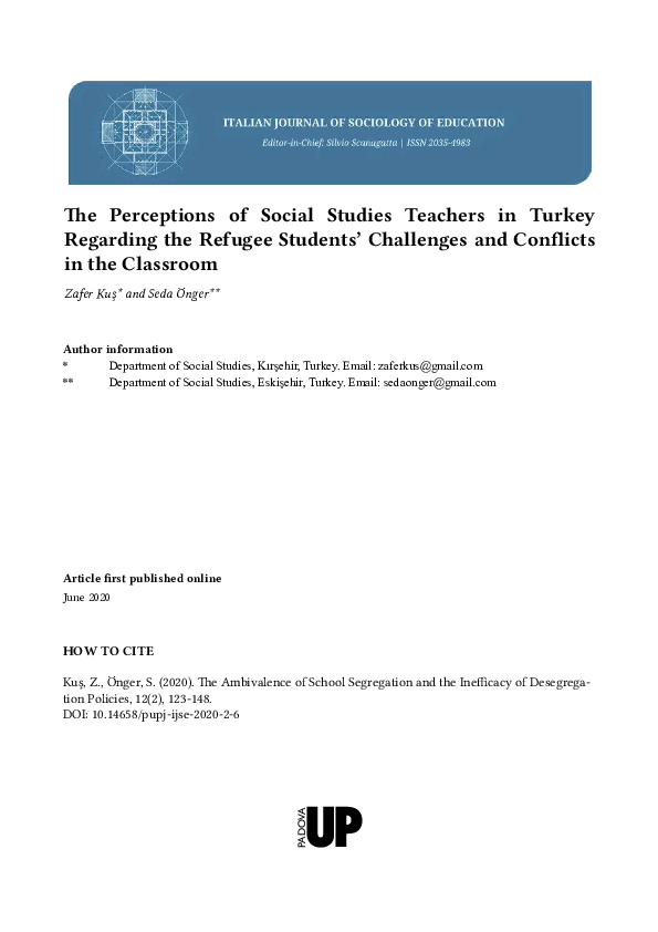 (PDF) The Perceptions of Social Studies Teachers in Turkey Regarding ...