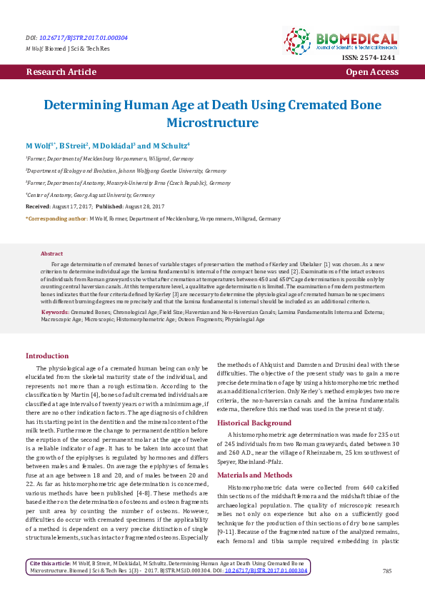 (PDF) Determining Human Age at Death Using Cremated Bone Microstructure