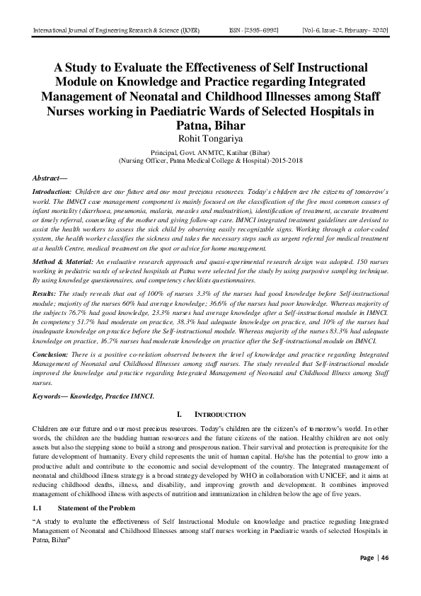 (PDF) A Study to Evaluate the Effectiveness of Self Instructional Module on Knowledge and ...
