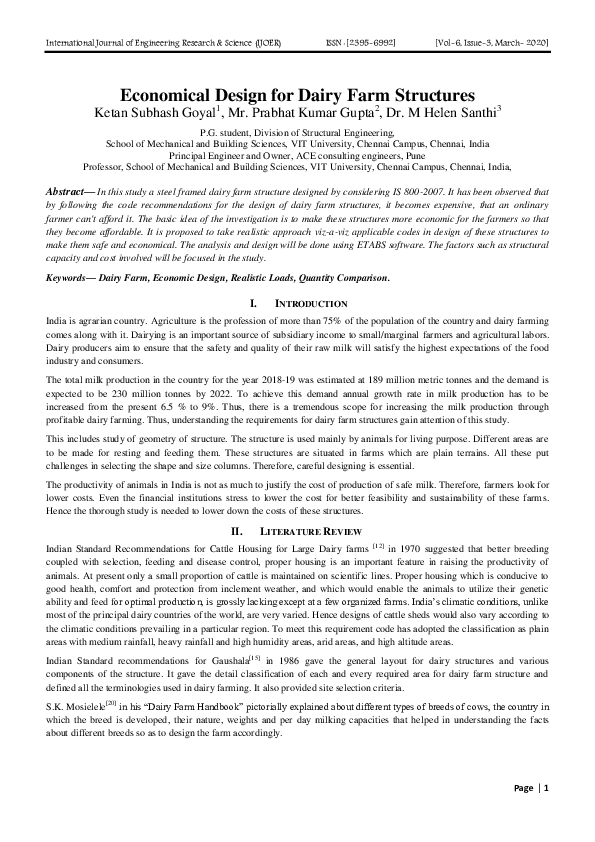 (PDF) Economical Design for Dairy Farm Structures