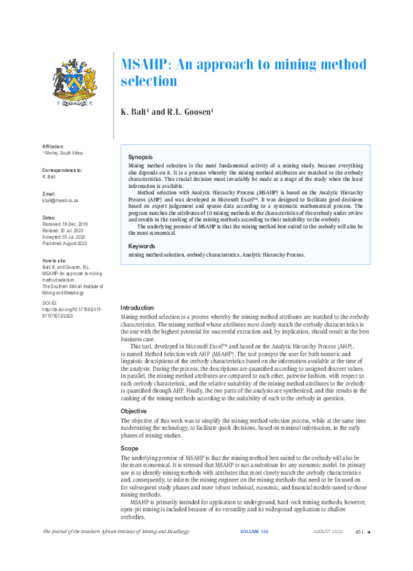 (PDF) MSAHP: An approach to mining method selection