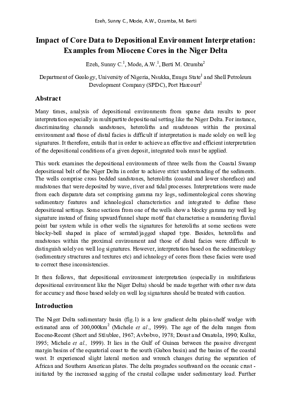 (PDF) Impact of Core Data to Depositional Environment Interpretation ...