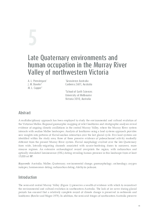 (PDF) Late Quaternary environments and human occupation in the Murray ...