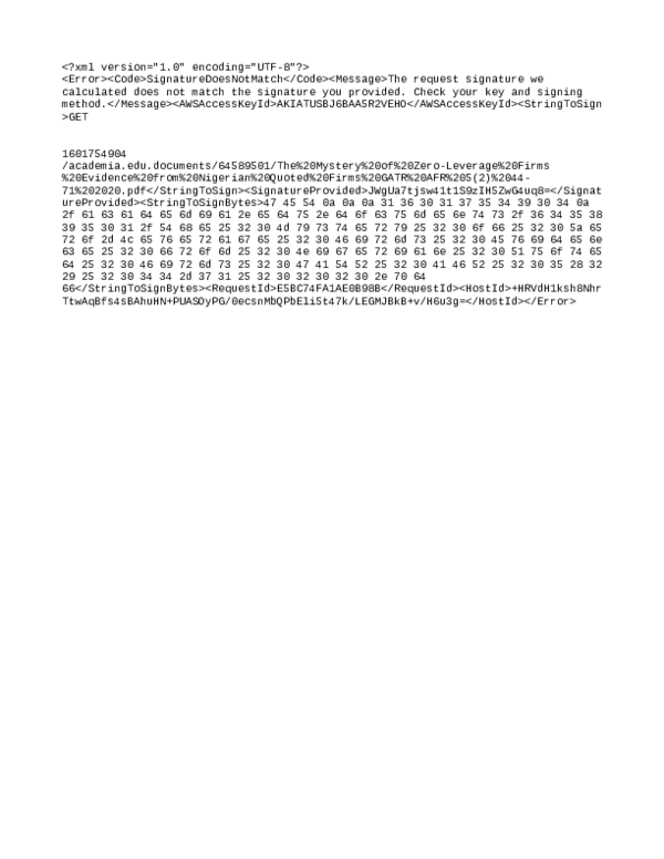 (PDF) The Mystery of Zero-Leverage Firms: Evidence from Nigerian Quoted Firms
