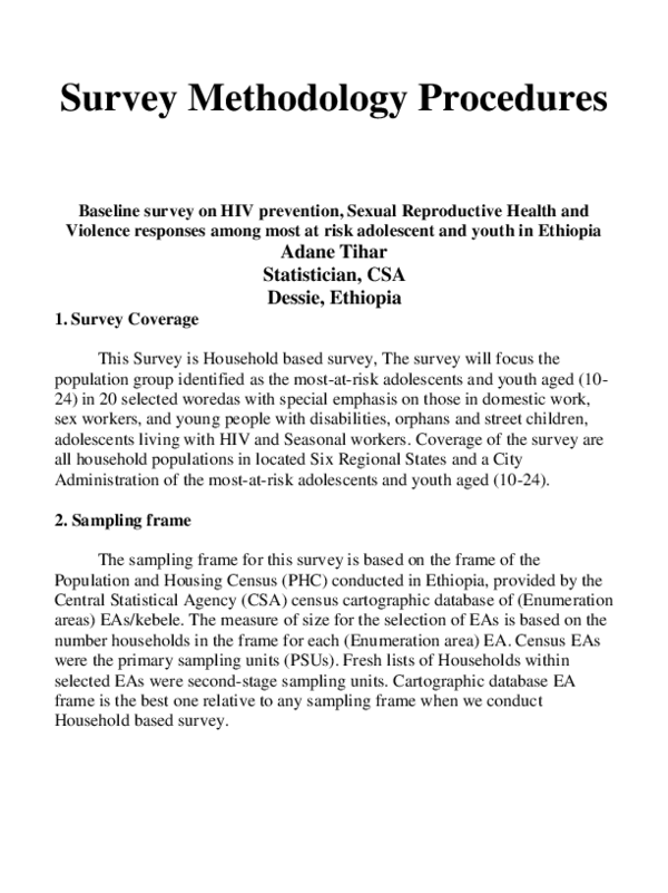 Survey Methodology Example