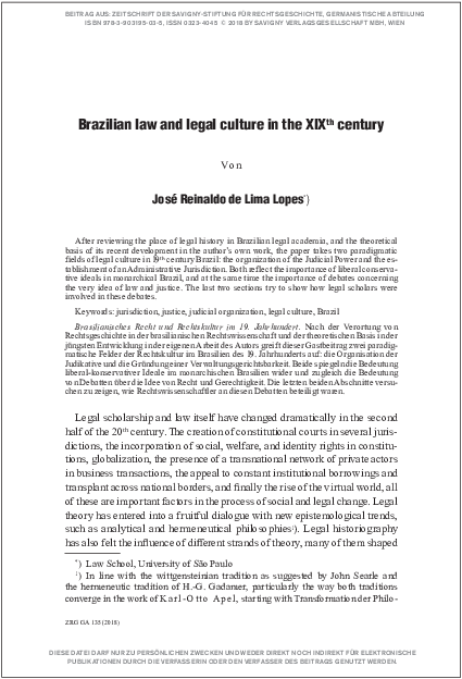 (PDF) Brazilian law and legal culture in the XIX th century