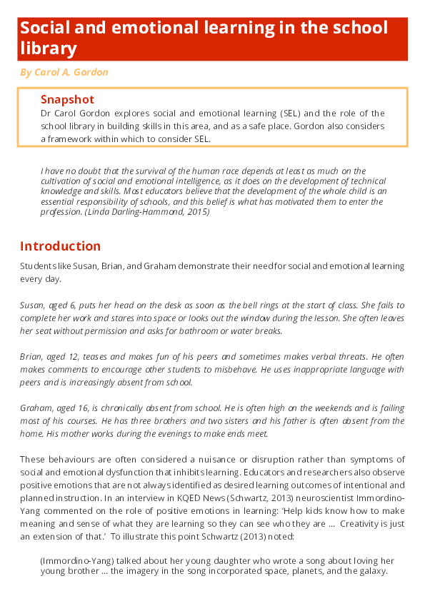 (PDF) Social and emotional learning in the school library
