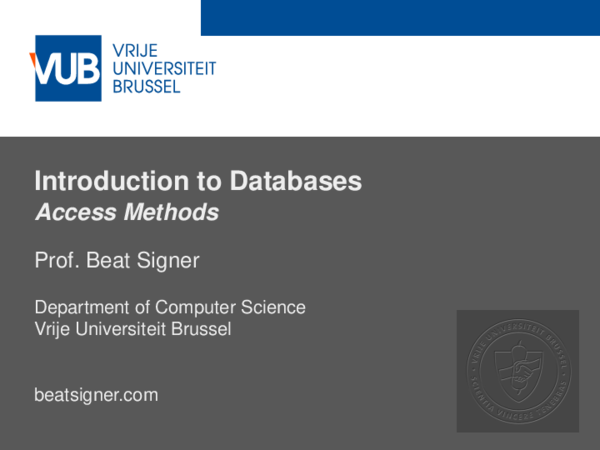 (PDF) Access Methods - Introduction to Databases (1007156ANR)