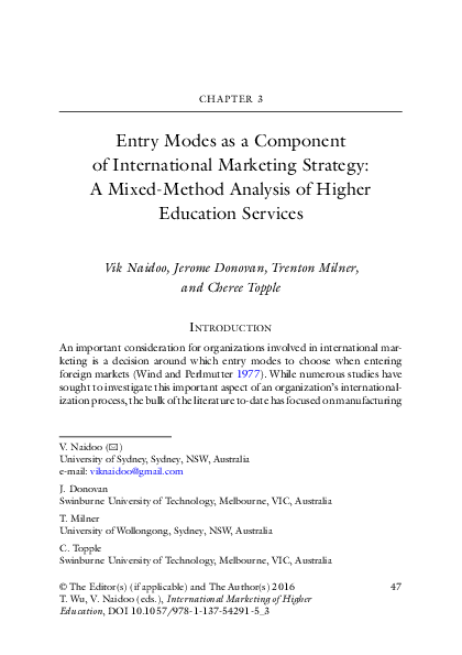 (PDF) Entry Modes as a Component of International Marketing Strategy: A ...