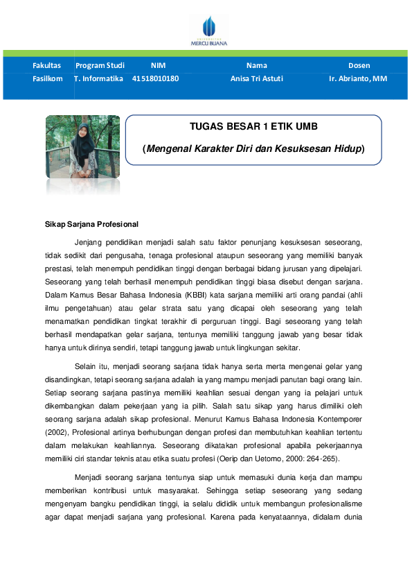 (PDF) Mengenal Karakter Diri dan Kesuksesan Hidup