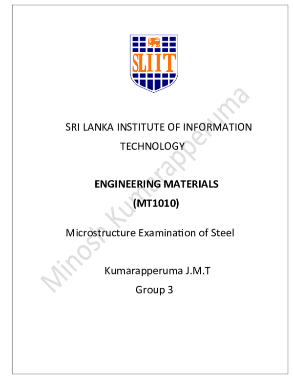 (DOC) Microstructure Examination of Steel